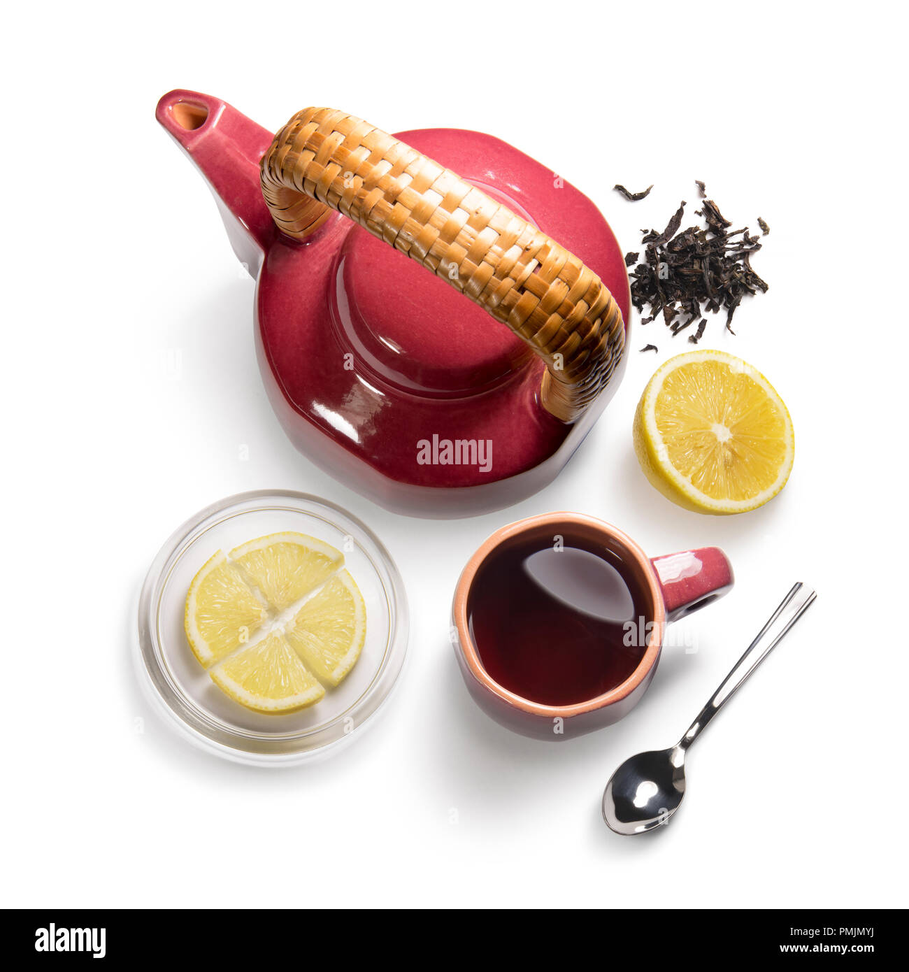 tea accessories on a white background Stock Photo - Alamy