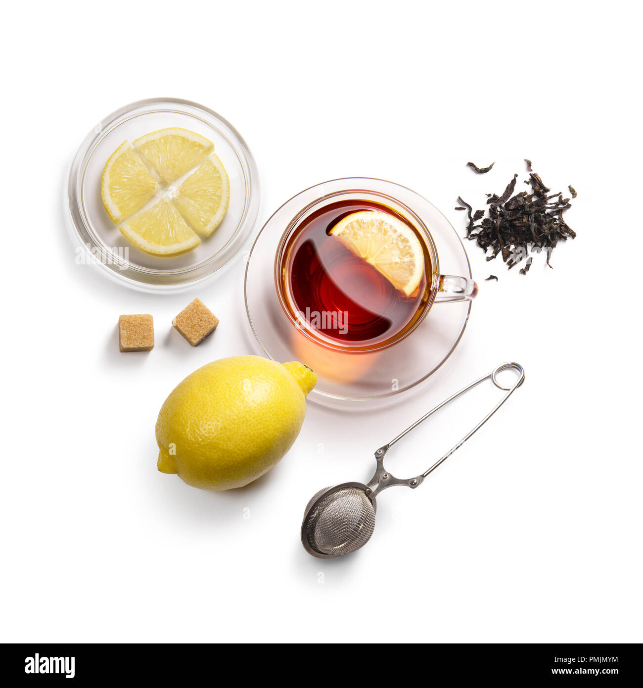 tea accessories on a white background Stock Photo - Alamy