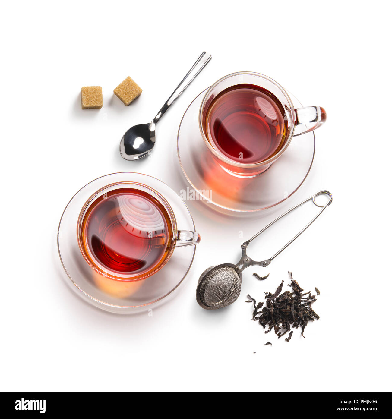 tea accessories on a white background Stock Photo - Alamy