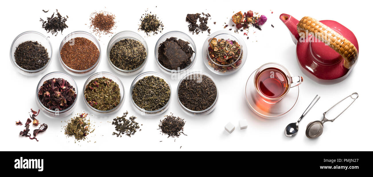 tea accessories on a white background Stock Photo - Alamy