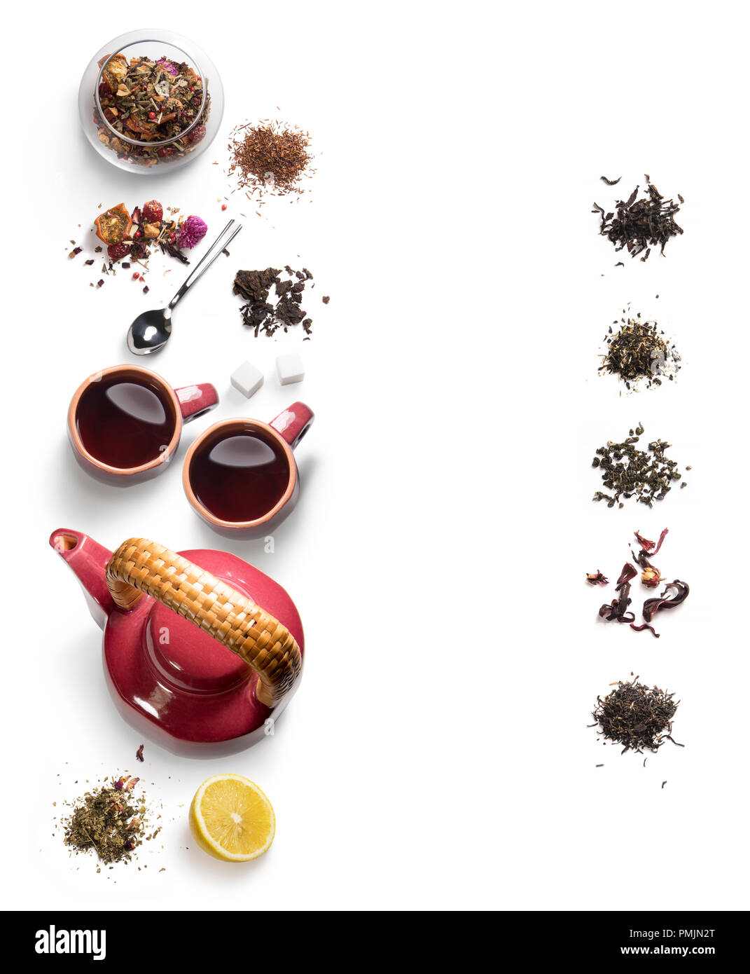 tea accessories on a white background Stock Photo - Alamy