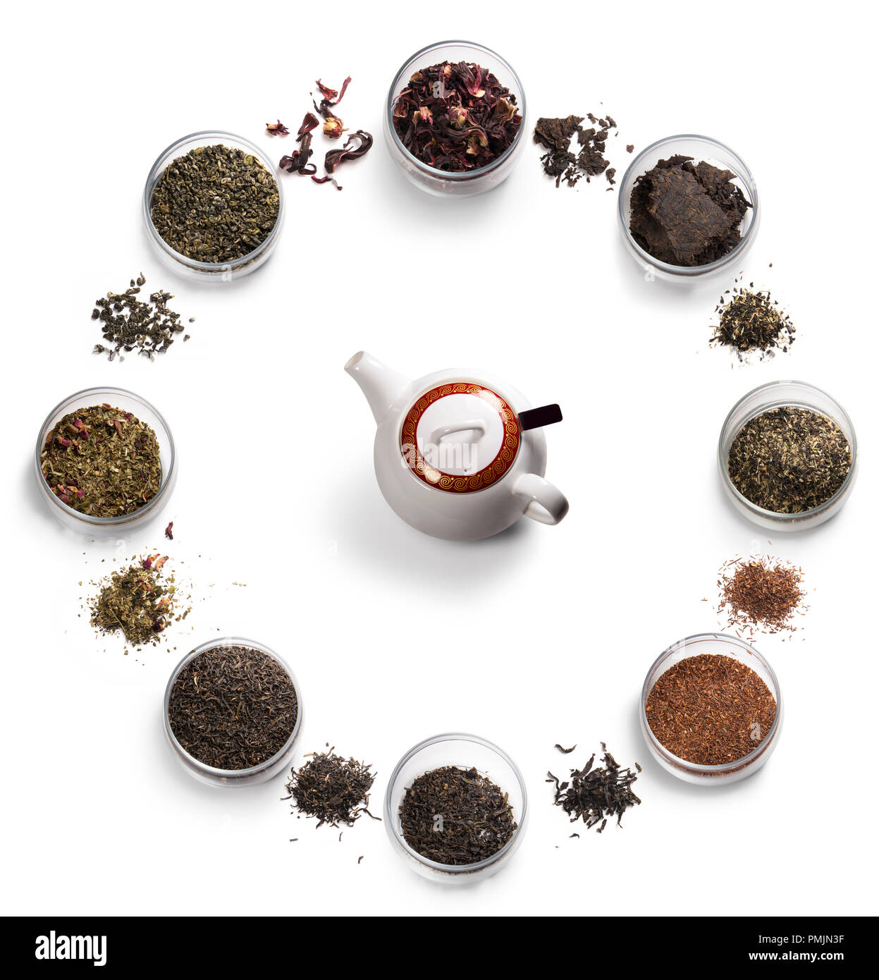 tea accessories on a white background Stock Photo - Alamy