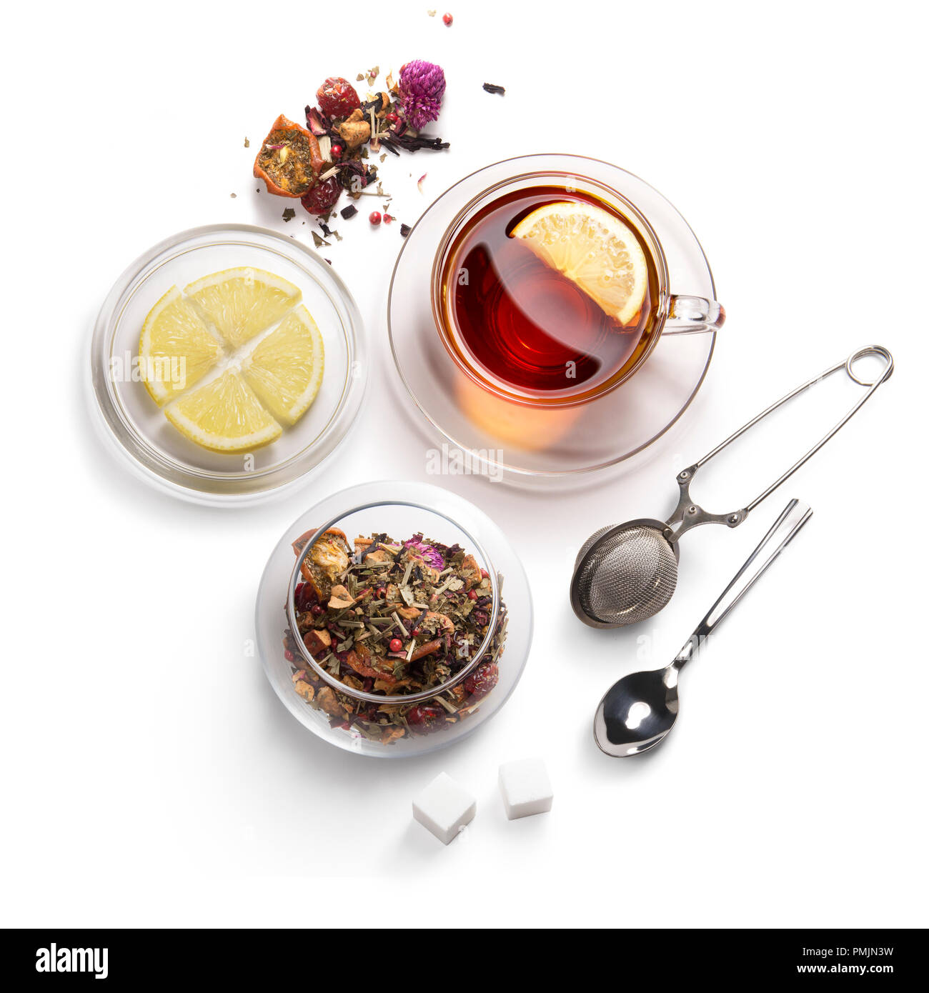 tea accessories on a white background Stock Photo - Alamy