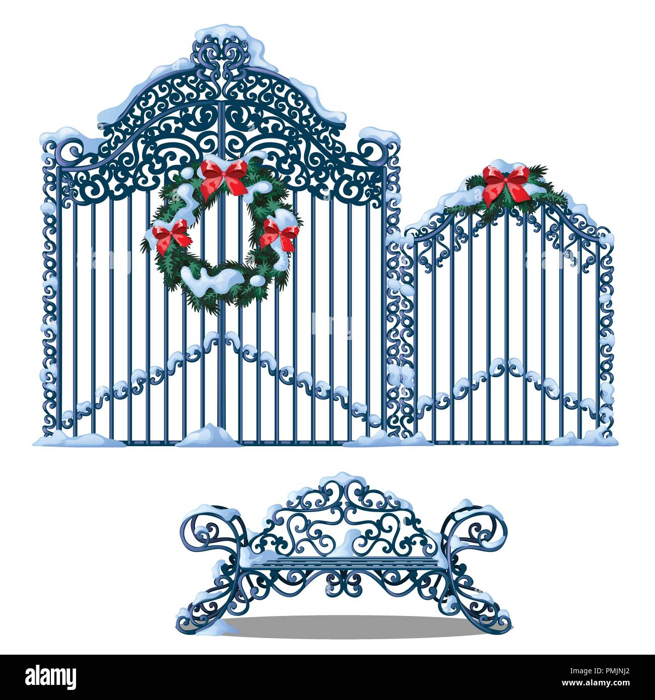 Wrought iron fence elements railing on Stock Vector Images - Alamy