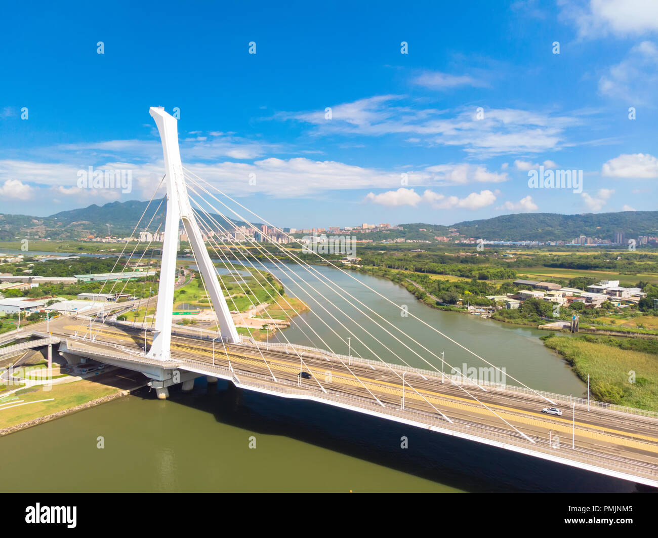Shezi Bridge - landmark of Taipei, Taiwan with beautiful illumination ...