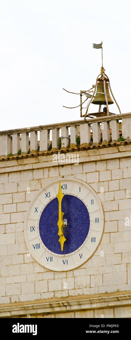 Old Roman clock with bell at tower Stock Photo - Alamy