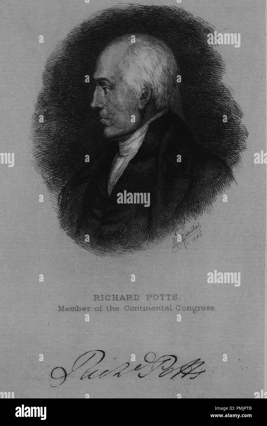 Engraved portrait of Richard Potts, member of the Continental Congress ...