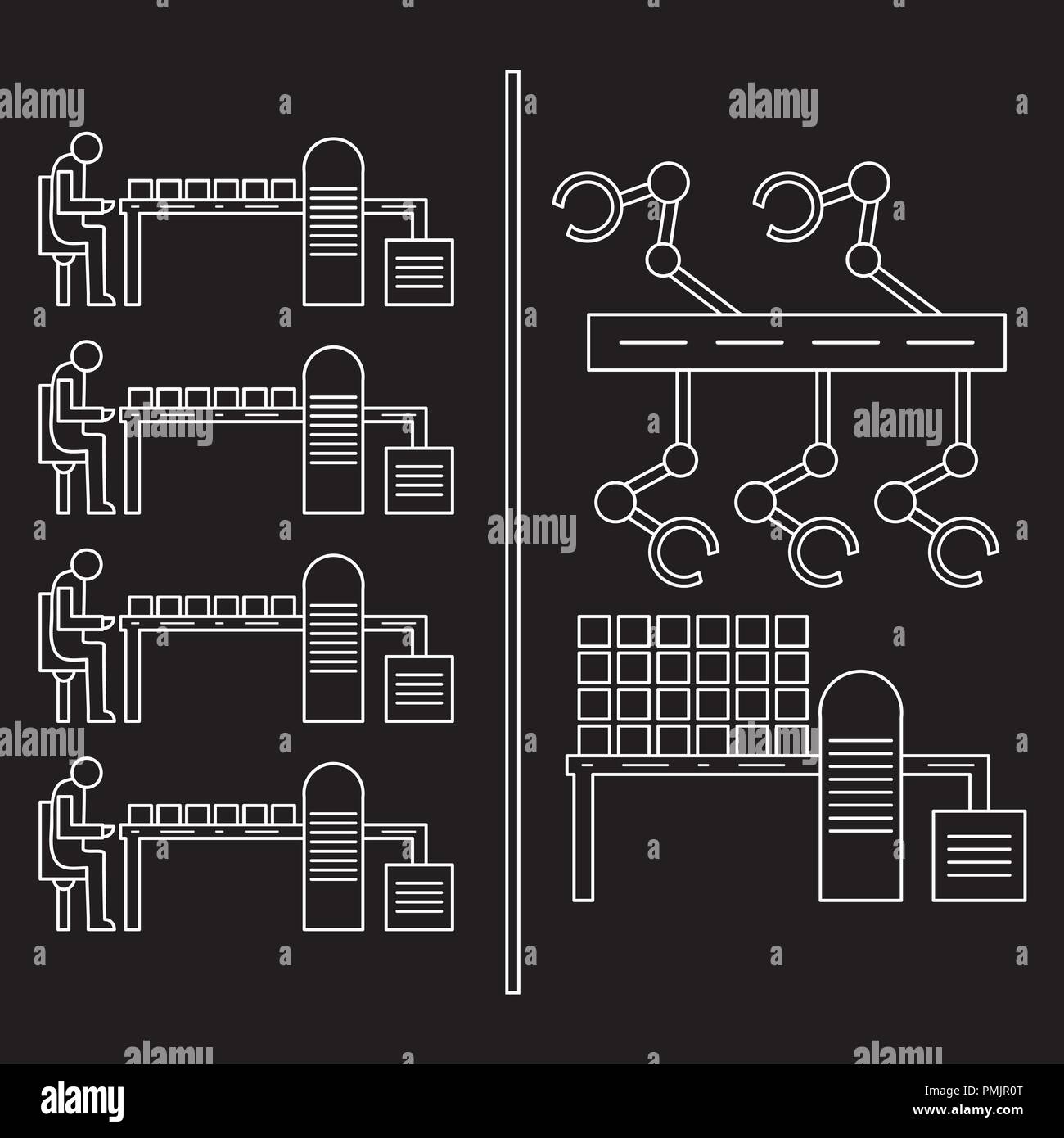 Smart automatic robotic production line. Replacement of people with ...