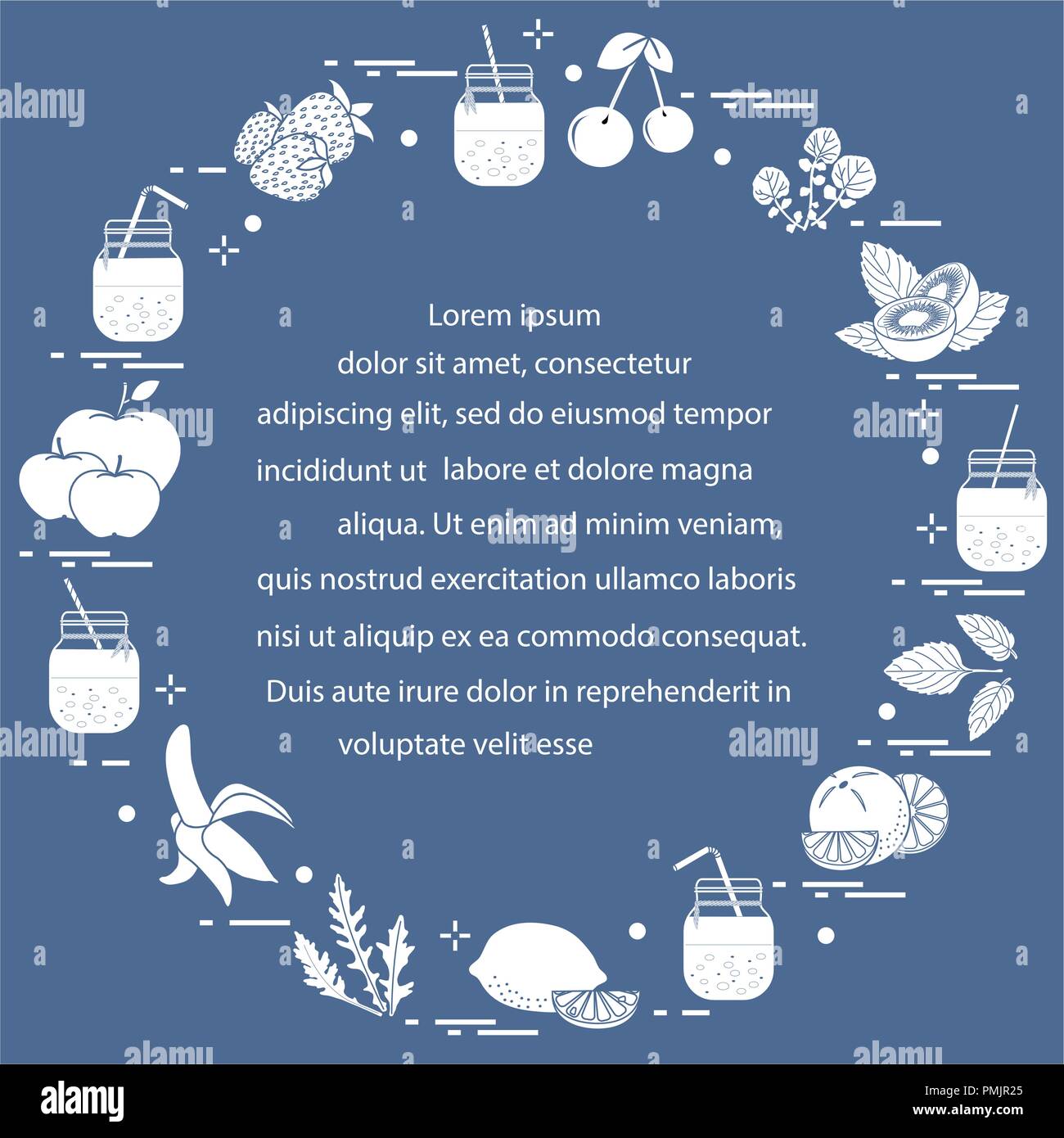 Jar with smoothies and ingredients for making smoothie. Healthy eating ...