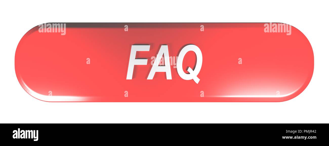 Red rounded rectangle push button FAQ - 3D rendering Stock Photo - Alamy