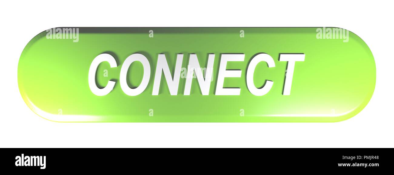 Green rounded rectangle push button CONNECT - 3D rendering Stock Photo ...