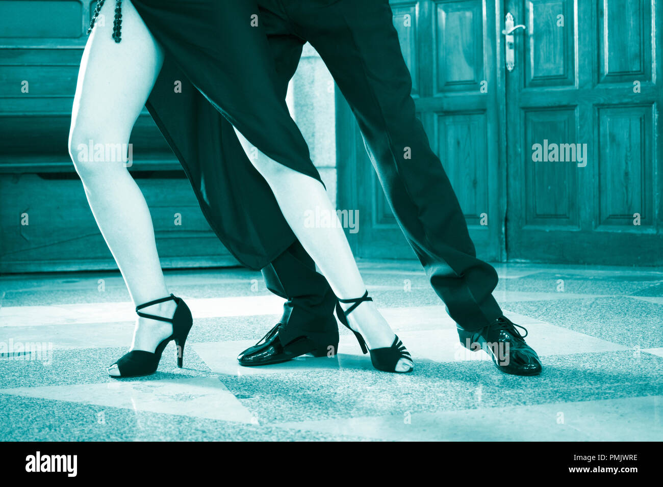 Ballroom latin salsa dancers dancing couple in modern sport dance show ...