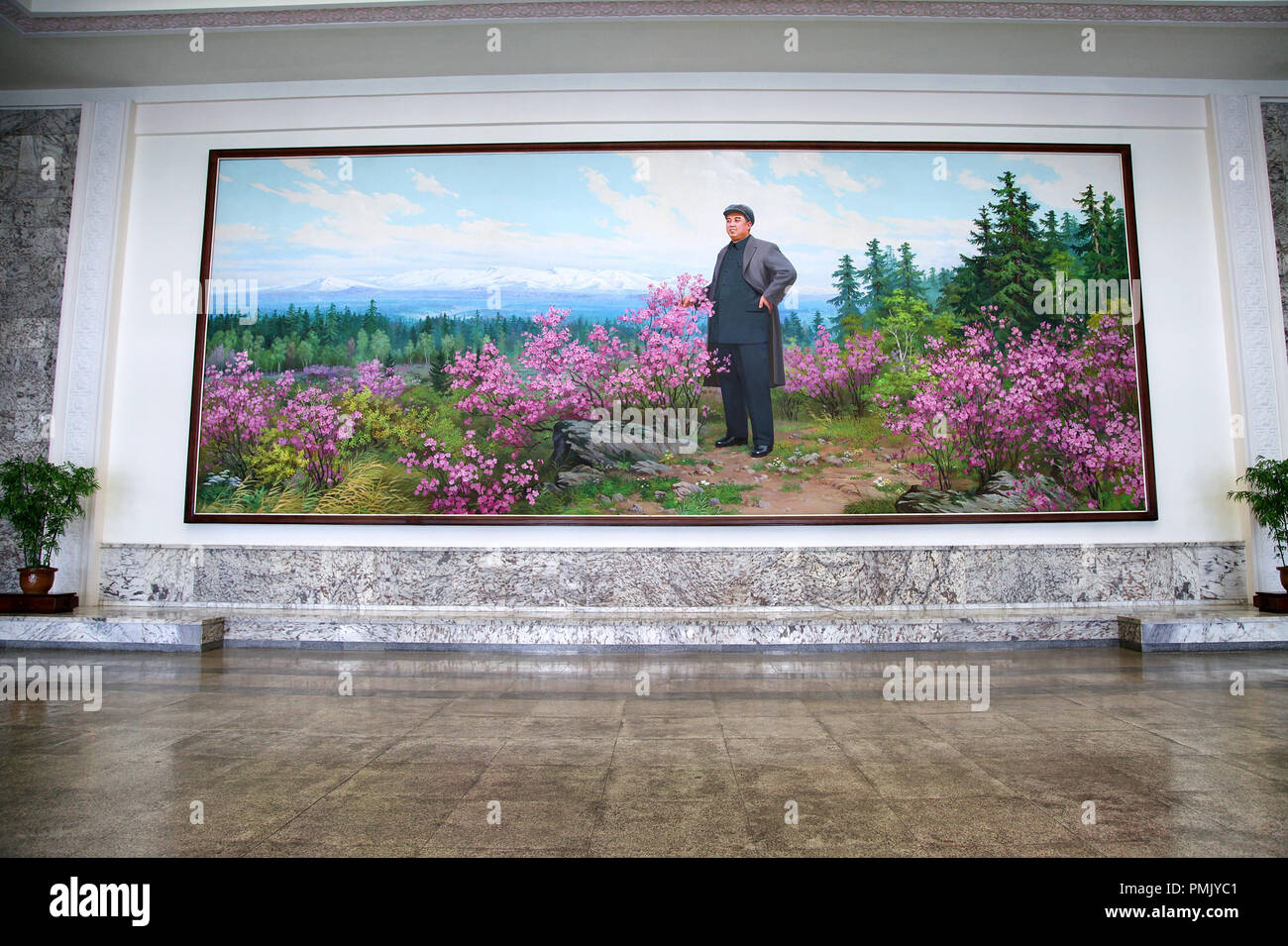 Mural inside the Grand Peoples Study House in Pyongyang Stock Photo - Alamy