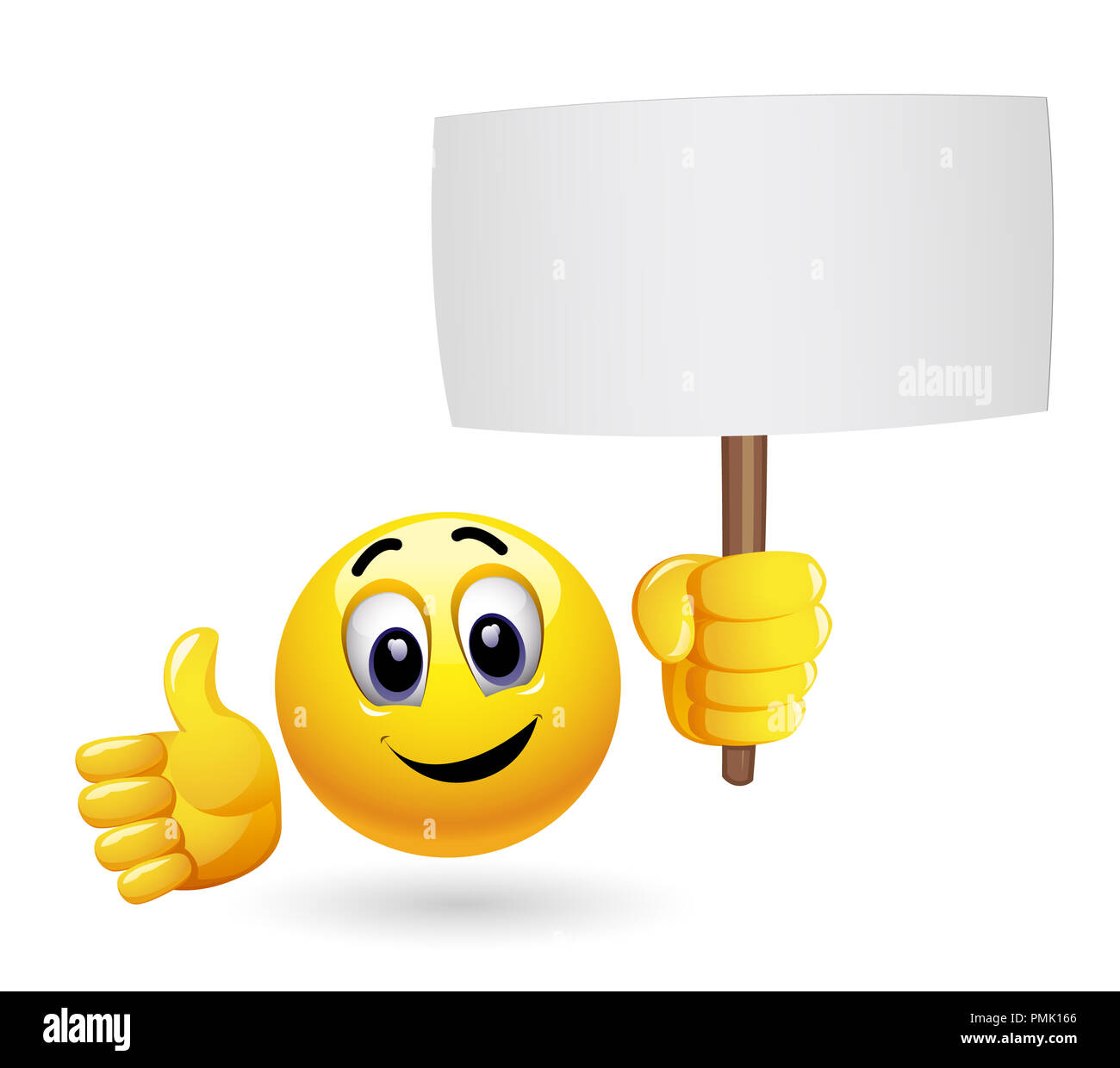 Smiley holding advertise. Smiley emoticon protesting and holding ...
