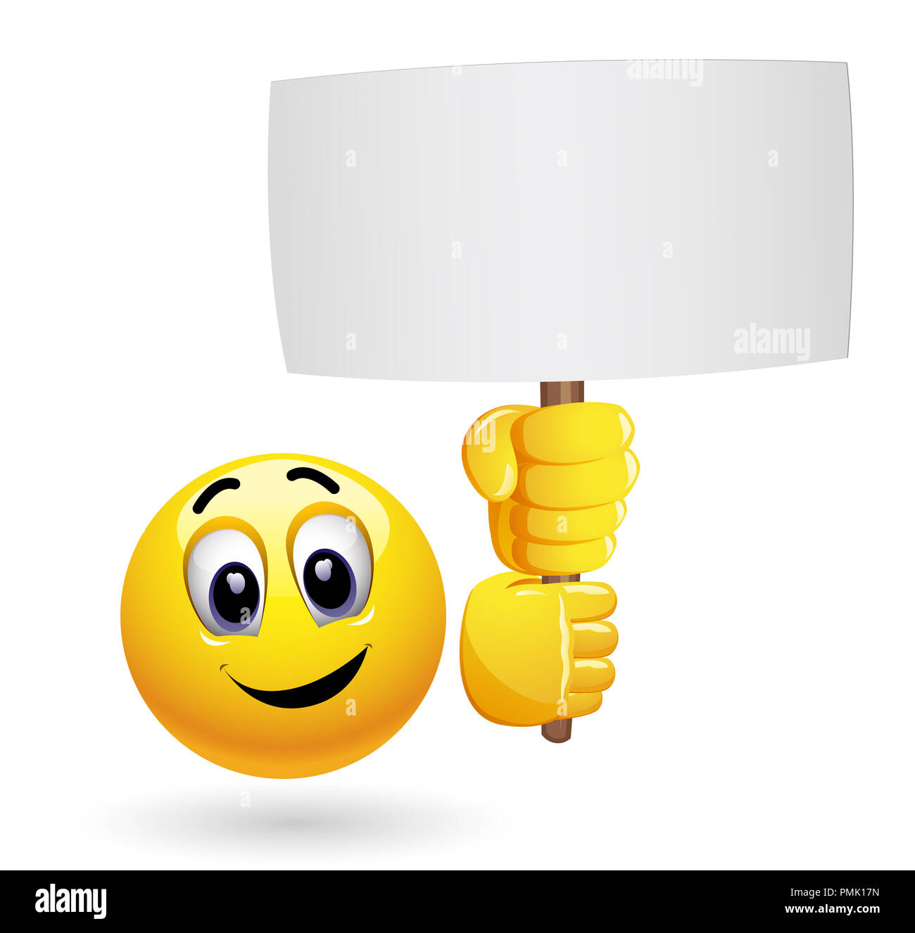 Smiley holding advertise. Smiley emoticon protesting and holding ...