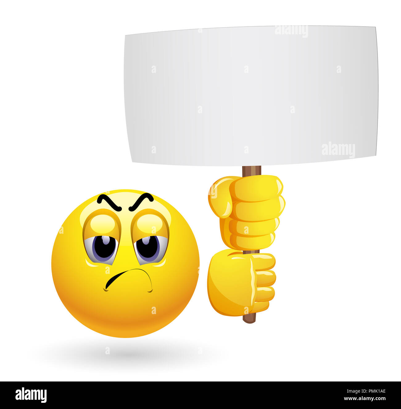 Smiley holding advertise. Smiley emoticon protesting and holding ...