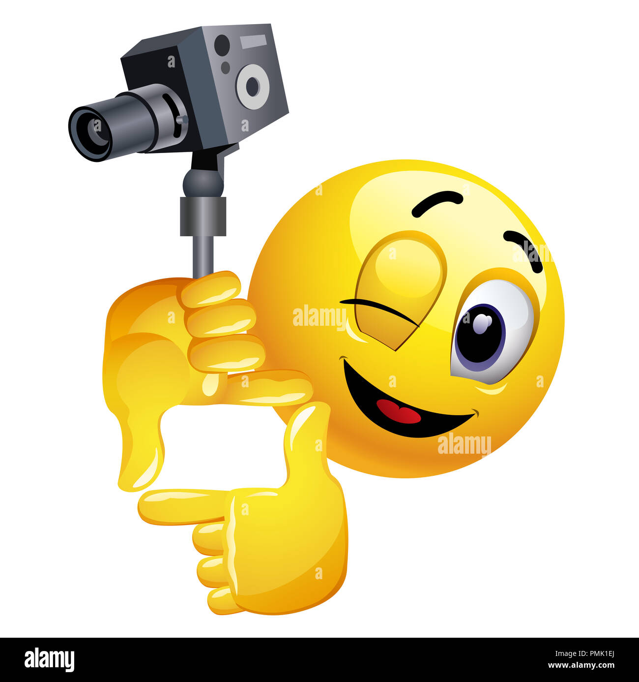 Smiley emoticon like film director. Smiley is shooting the frame for ...