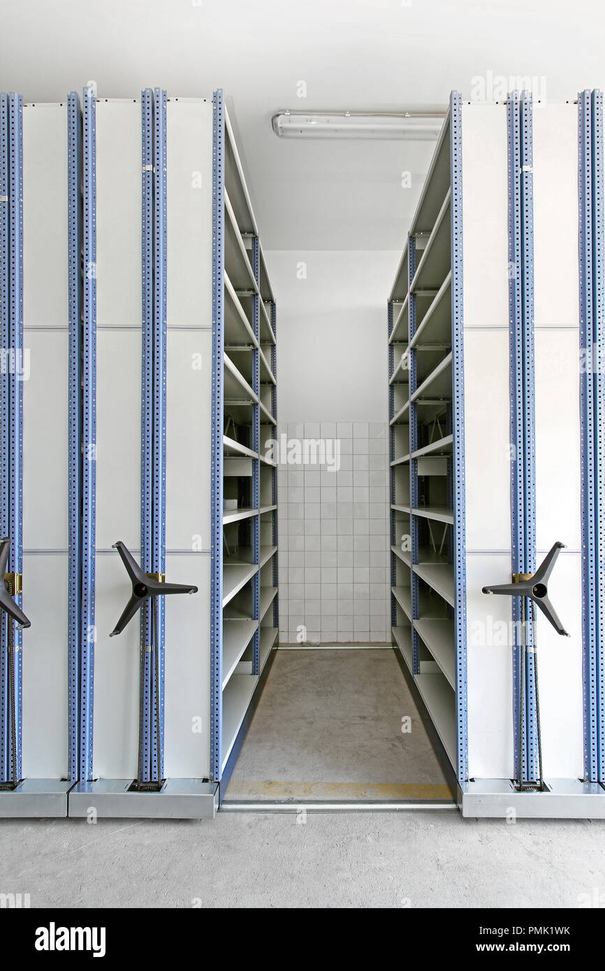 Automated shelving system with mobile cabinet for documents Stock Photo ...