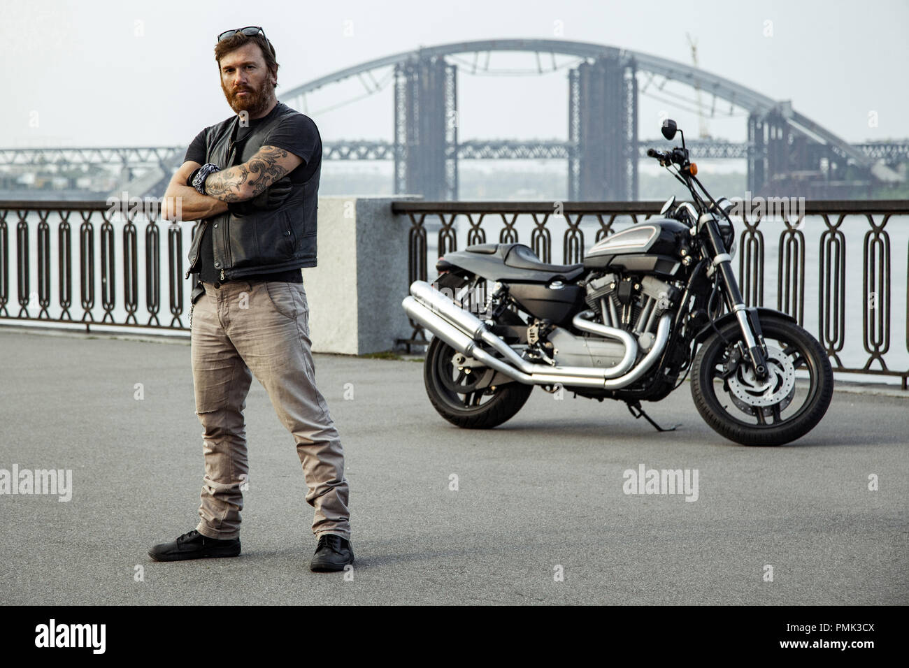 Bearded motorcyclist hi-res stock photography and images - Alamy