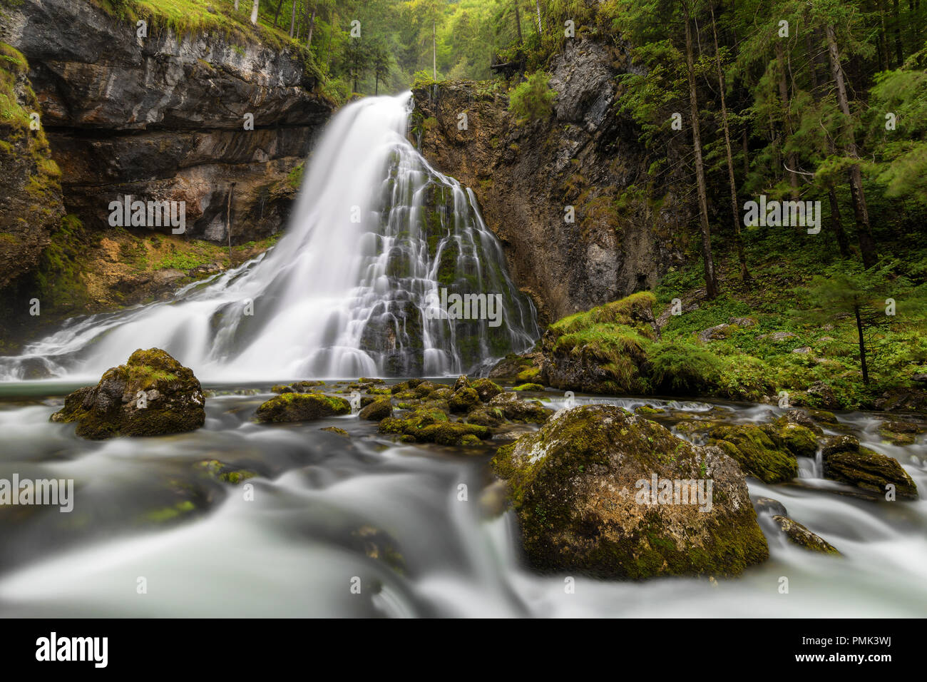 Beautiful Golling waterfall and near Golling and Salzach medieval town ...