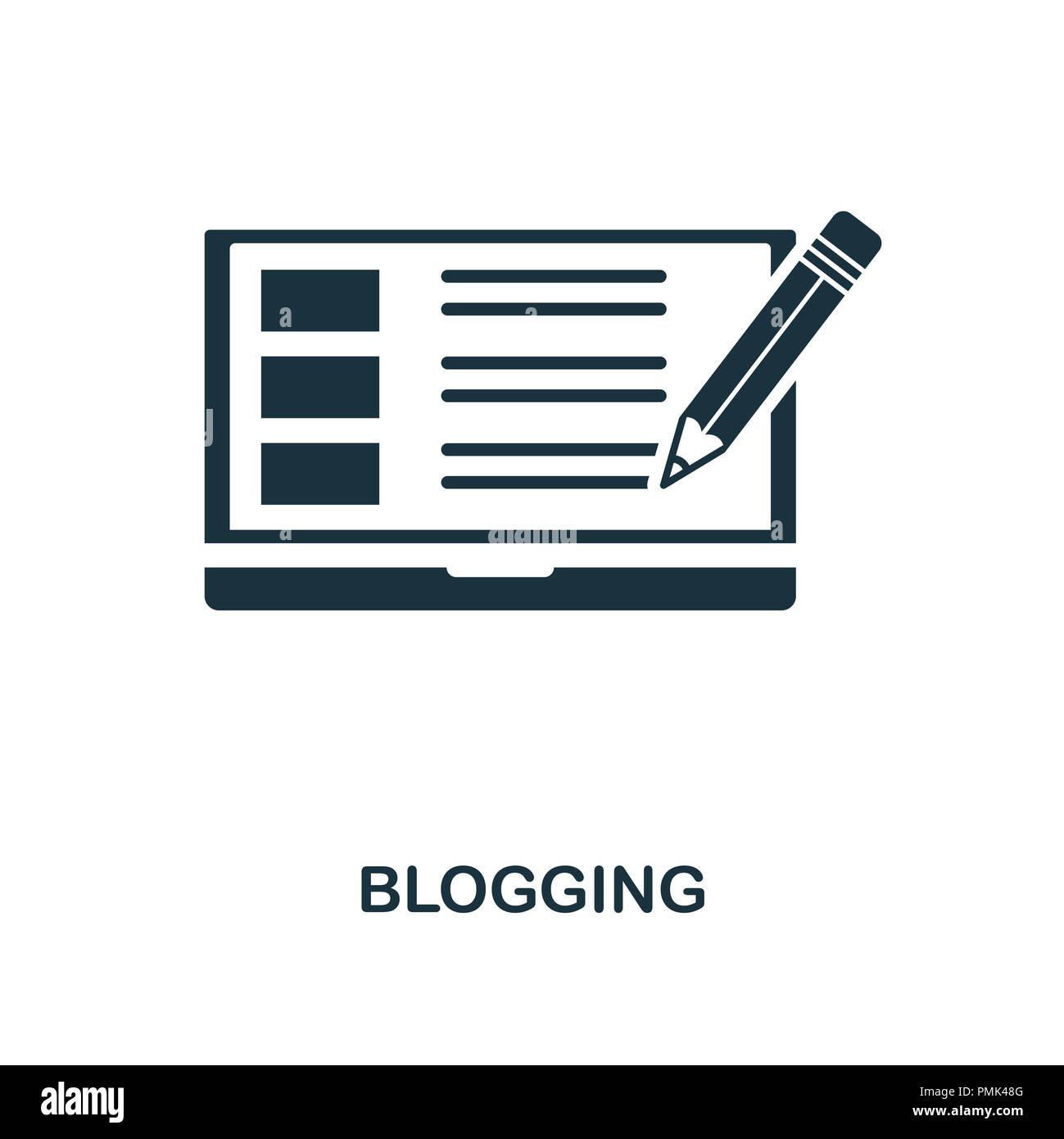 Blogging icon. Monochrome style design from smm collection. UI. Pixel ...