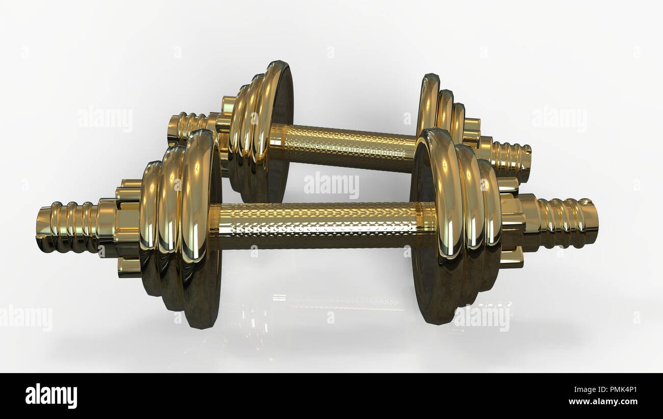 Hand Weights 3D rendering Isolated on a white background Stock Photo ...