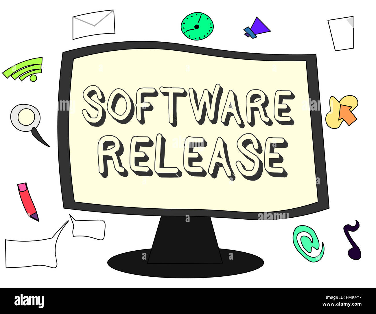 Conceptual hand writing showing Software Release. Business photo ...