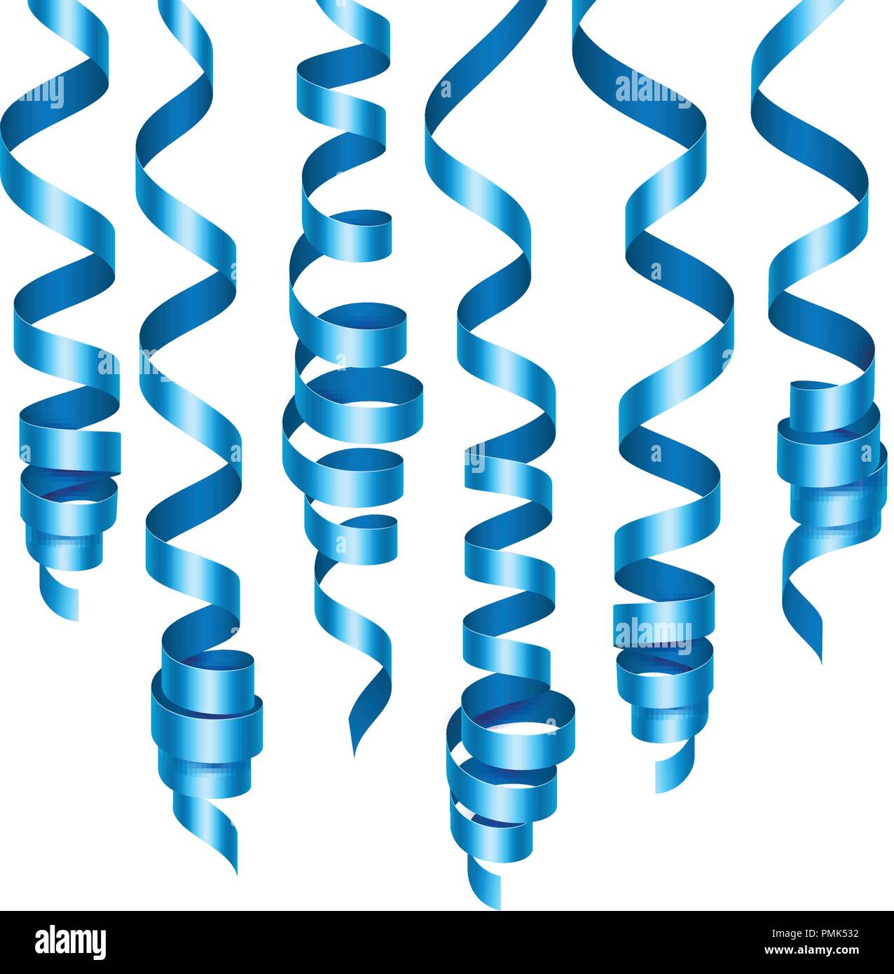 Party decorations blue streamers or curling party ribbons. Vector ...