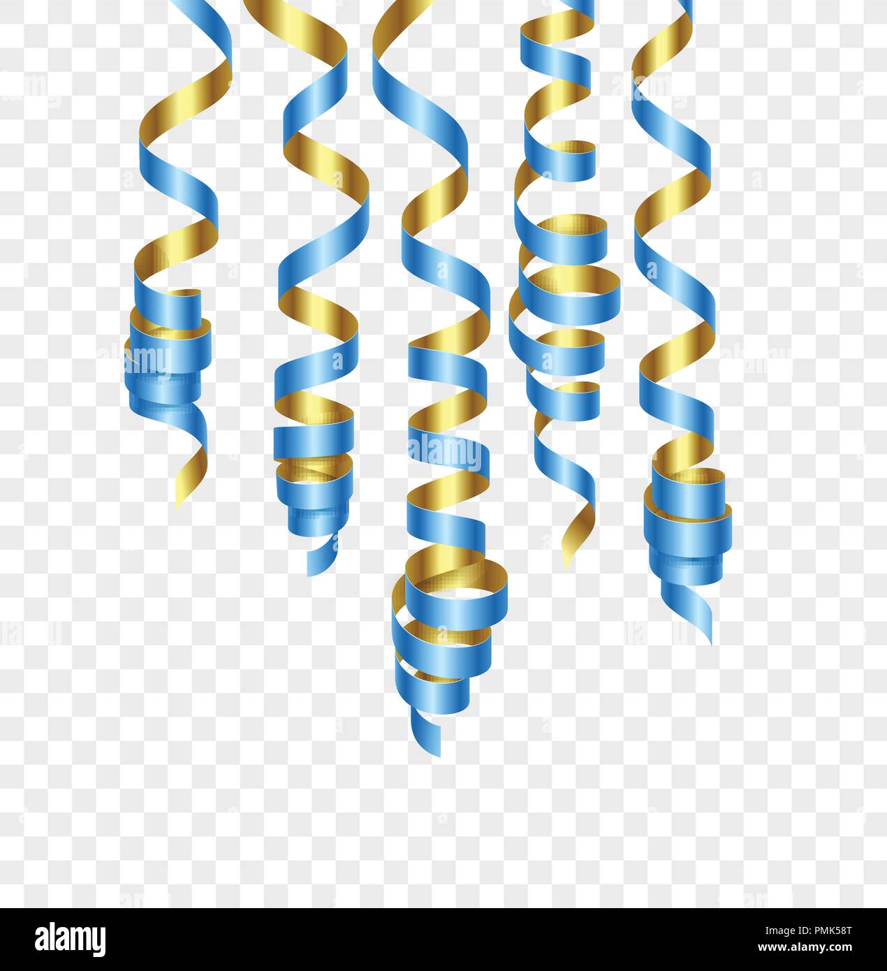 Party decorations blue and golden streamers or curling party ribbons ...
