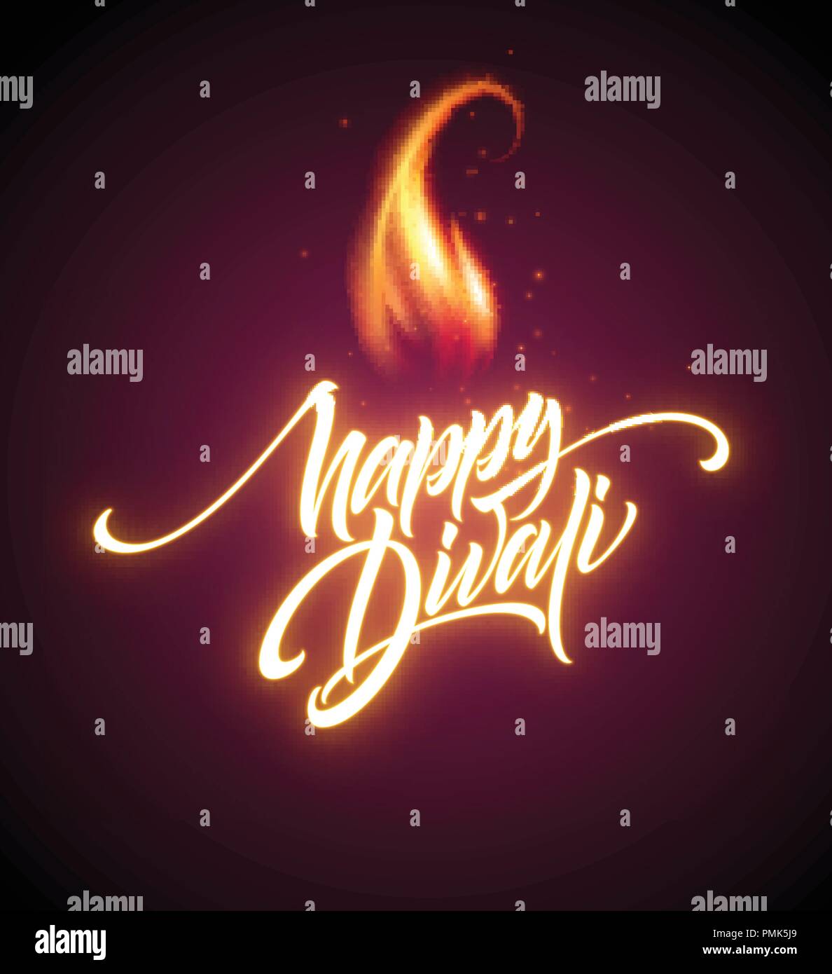 Happy Diwali Festival Bright. Flame Glowing Letters Design Element ...