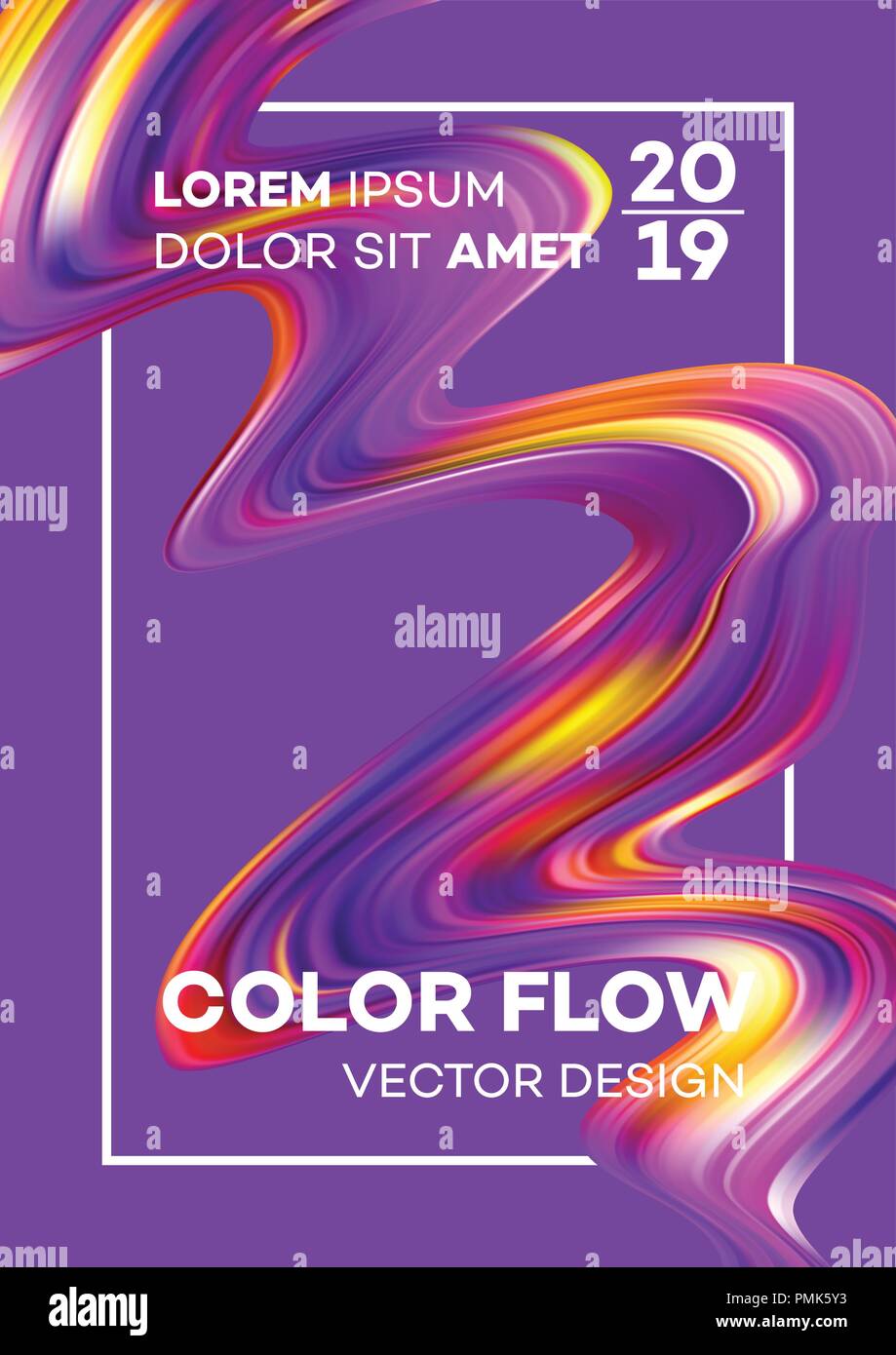 Modern colorful flow poster. Wave Liquid shape in blue color background. Art design for your ...