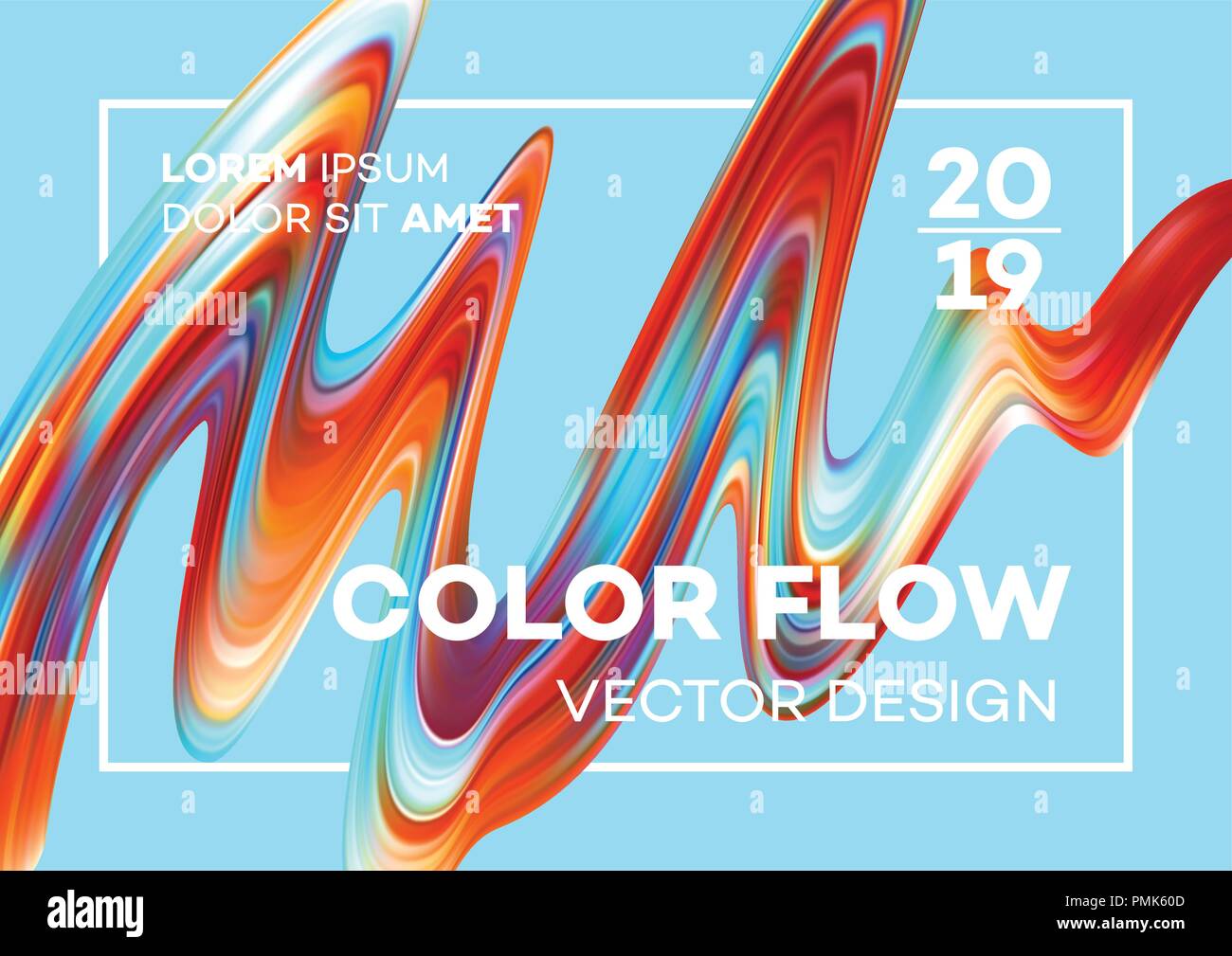 Modern colorful flow poster. Wave Liquid shape in blue color background. Art design for your ...