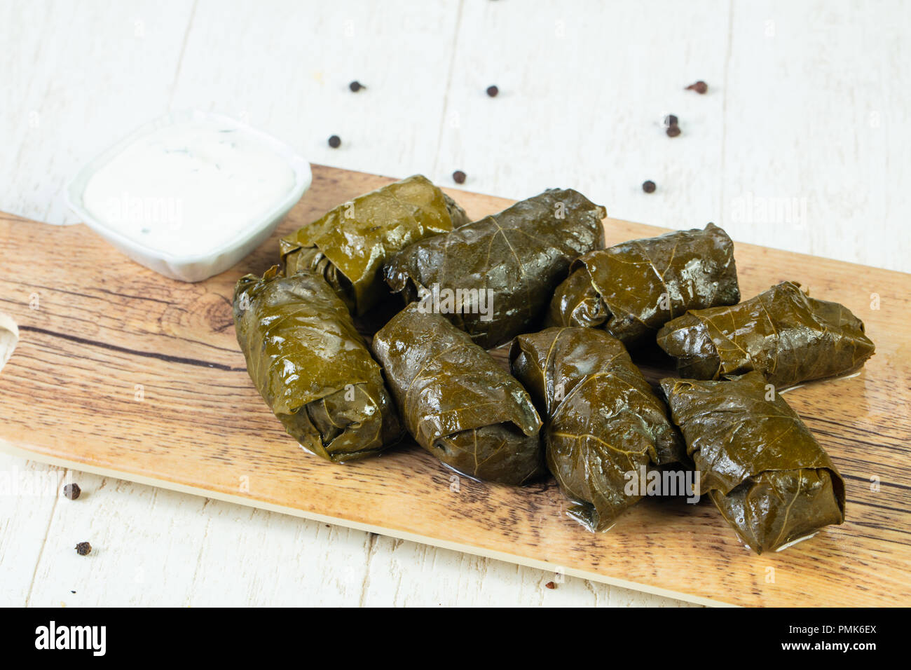 Traditional dolma grape leaves with meat Stock Photo - Alamy