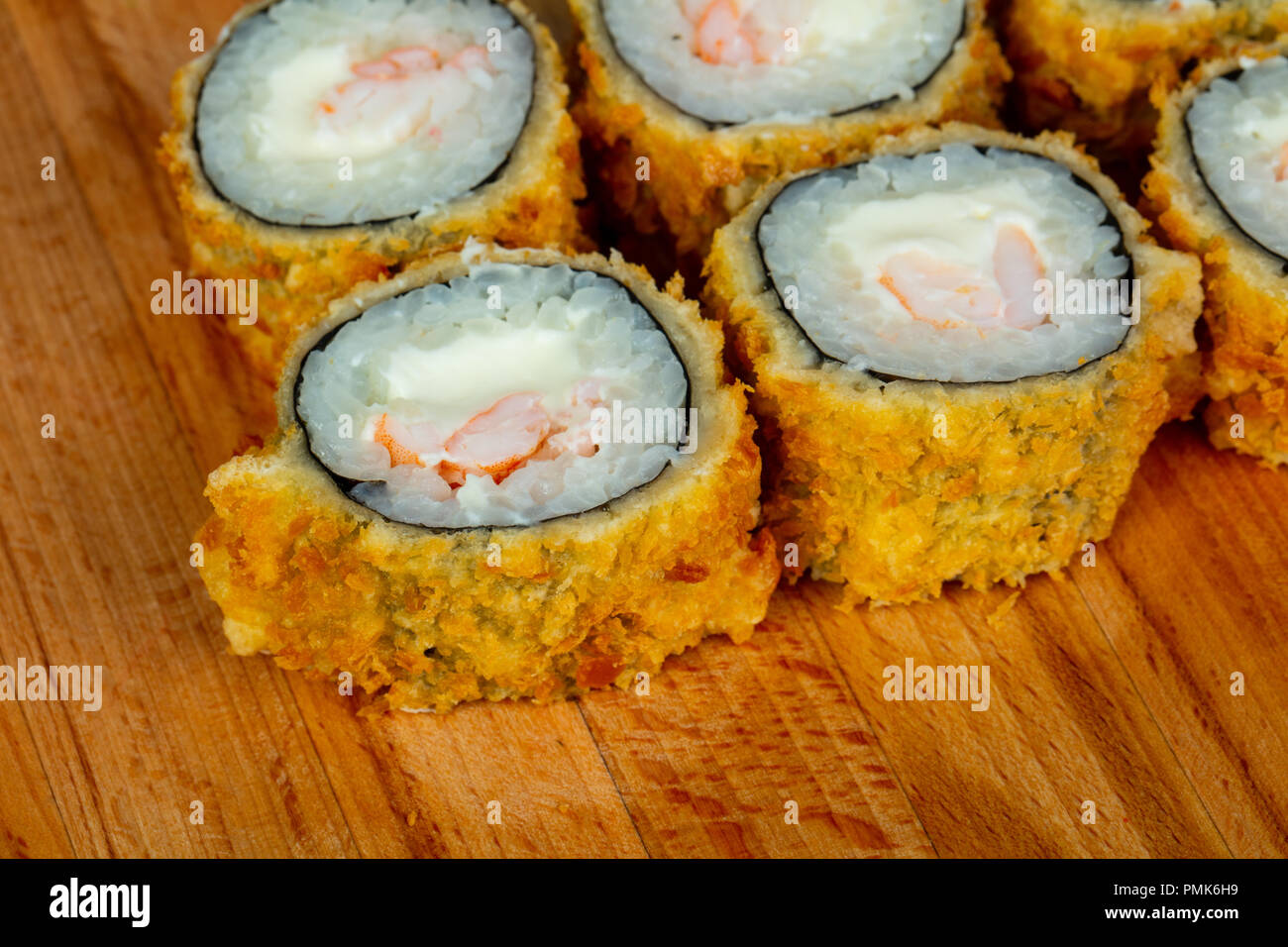 Hot roll with prawn and soft cheese Stock Photo - Alamy