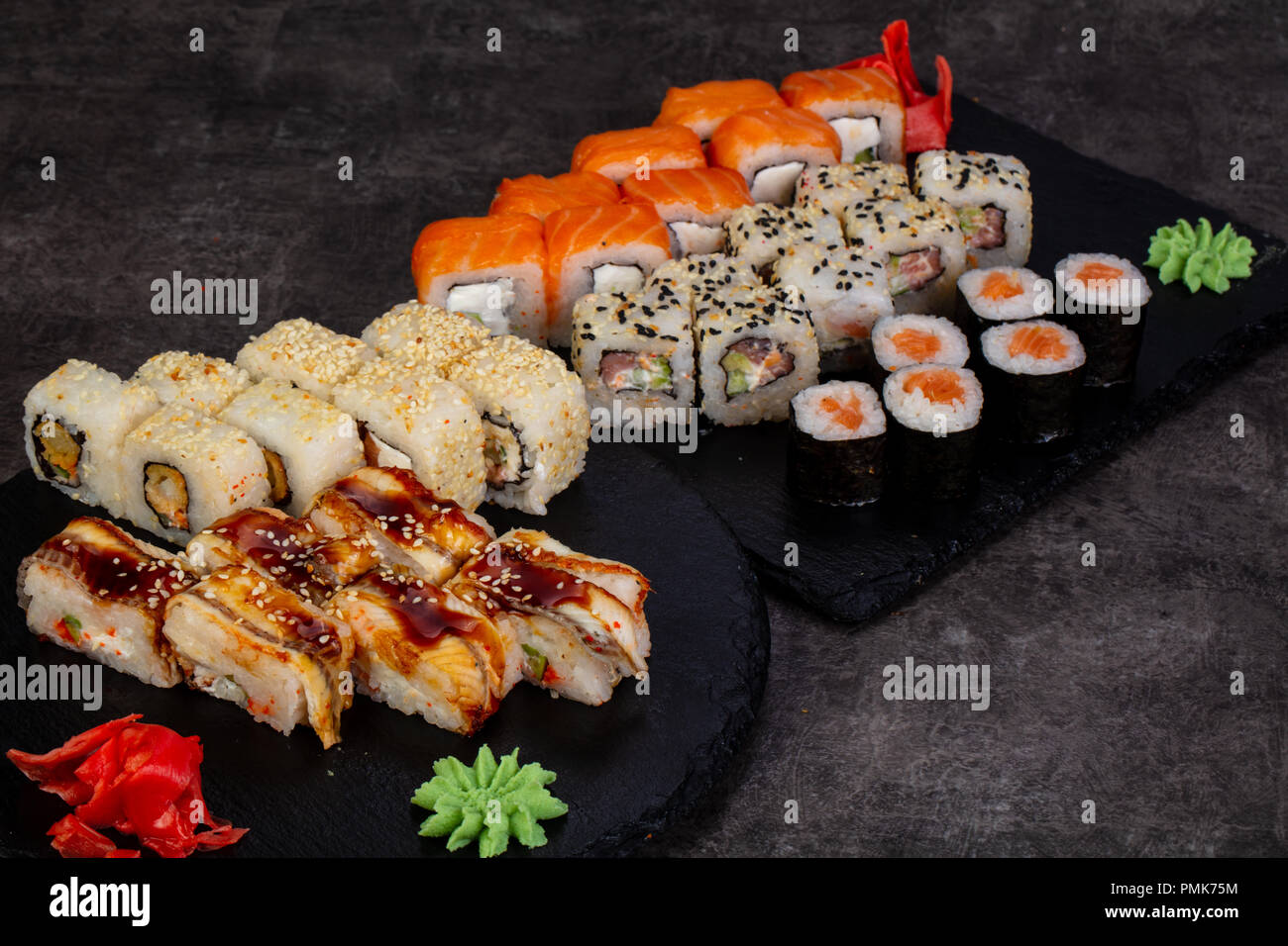Japanese sushi set with various ingredient Stock Photo - Alamy