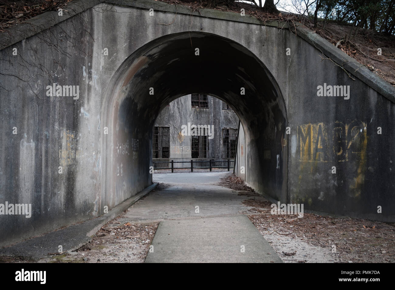 MIYAJIMA, JAPAN - FEB 04, 2018: Tunnel and Abandoned poison factory of ...