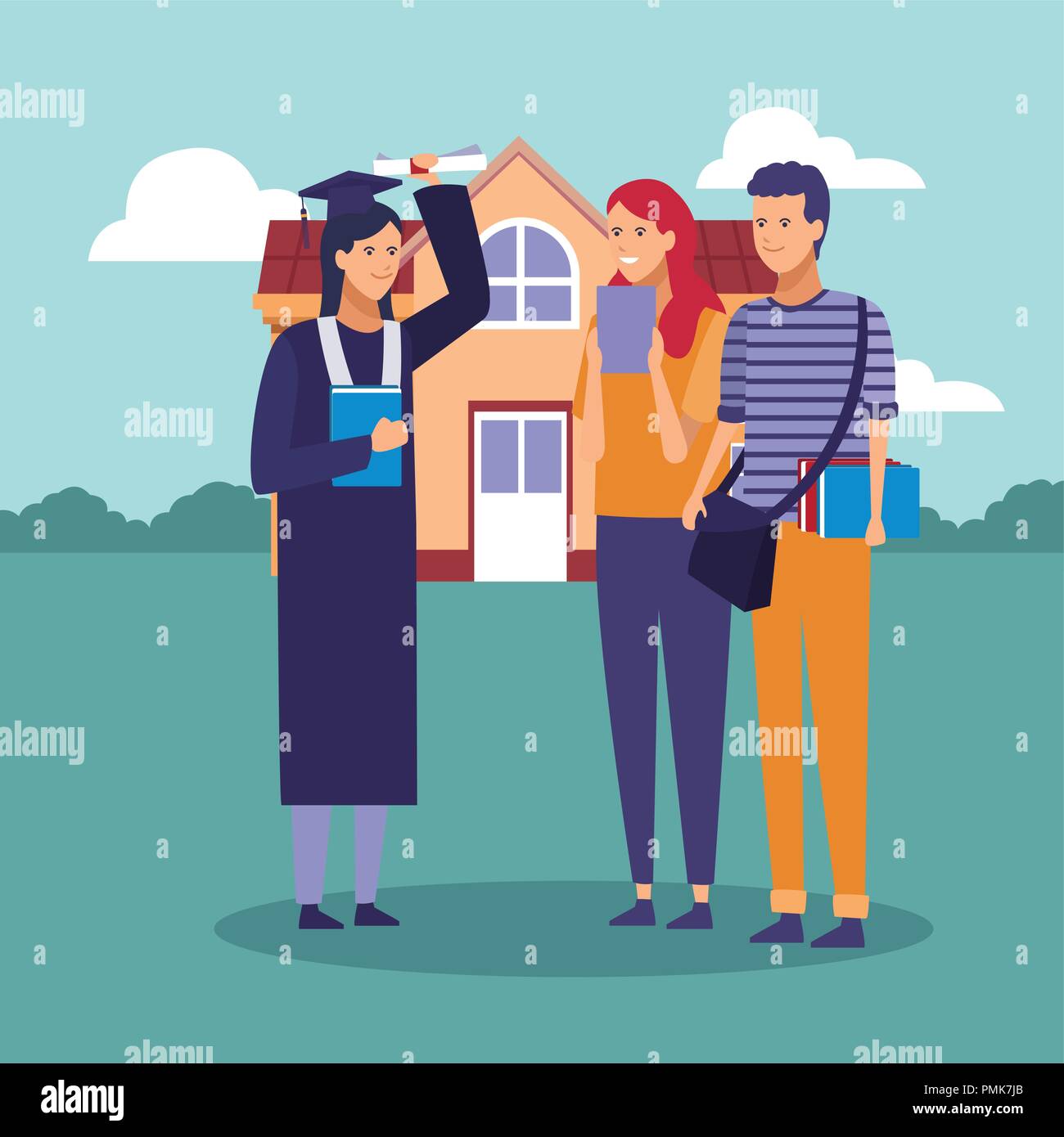 Young group student friends Stock Vector Images - Alamy