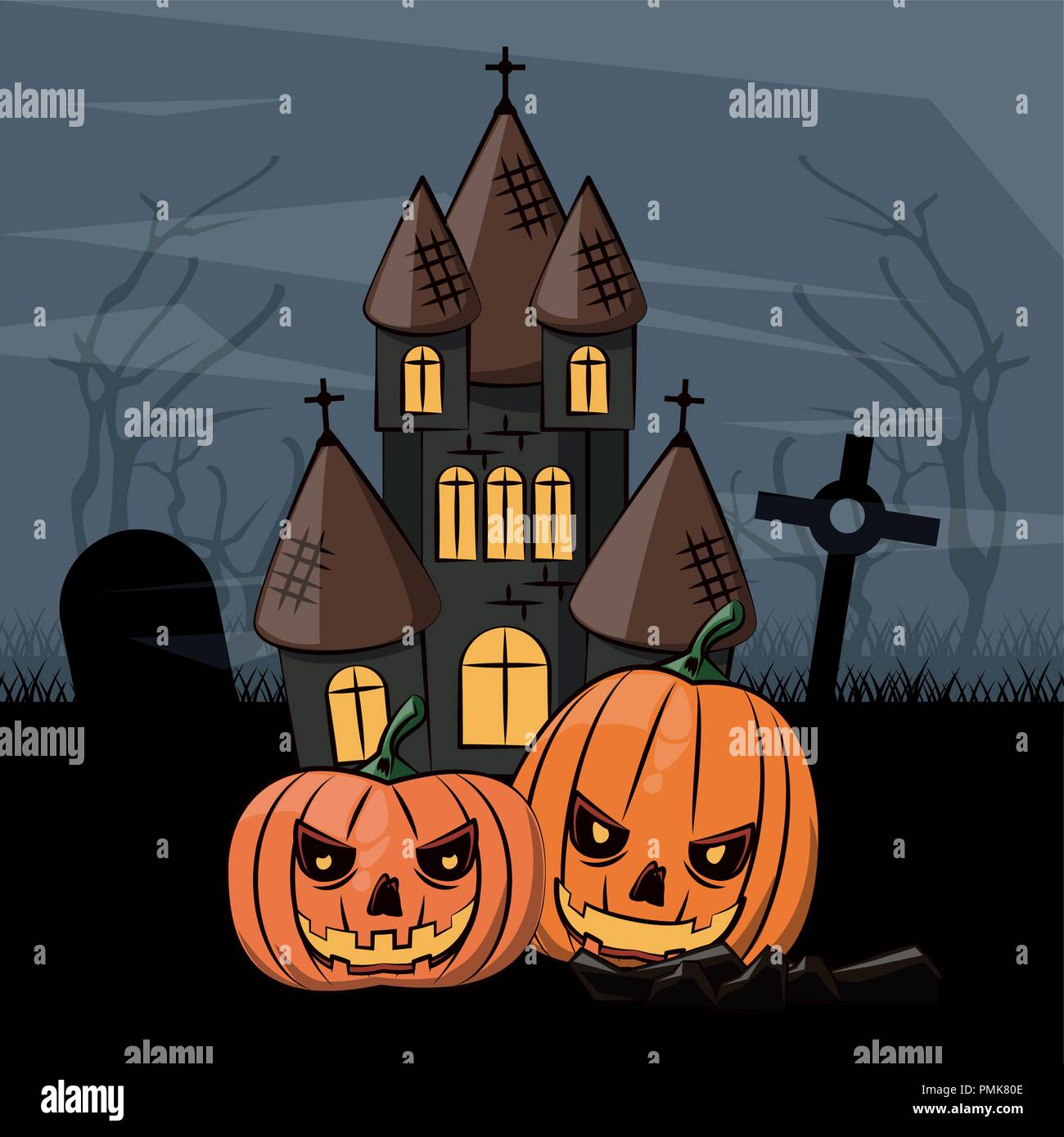 Halloween scary cartoons Stock Vector Image & Art - Alamy
