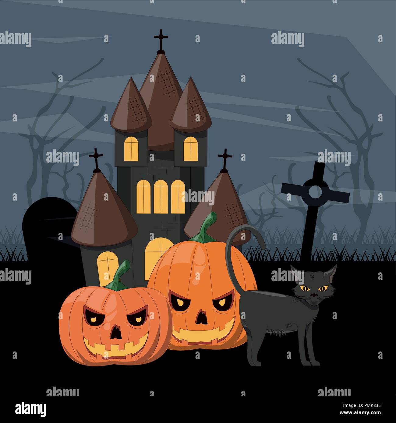 Halloween scary cartoons Stock Vector Image & Art - Alamy