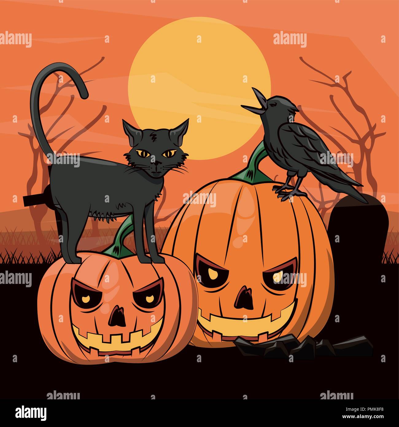 Halloween scary cartoons Stock Vector Image & Art - Alamy