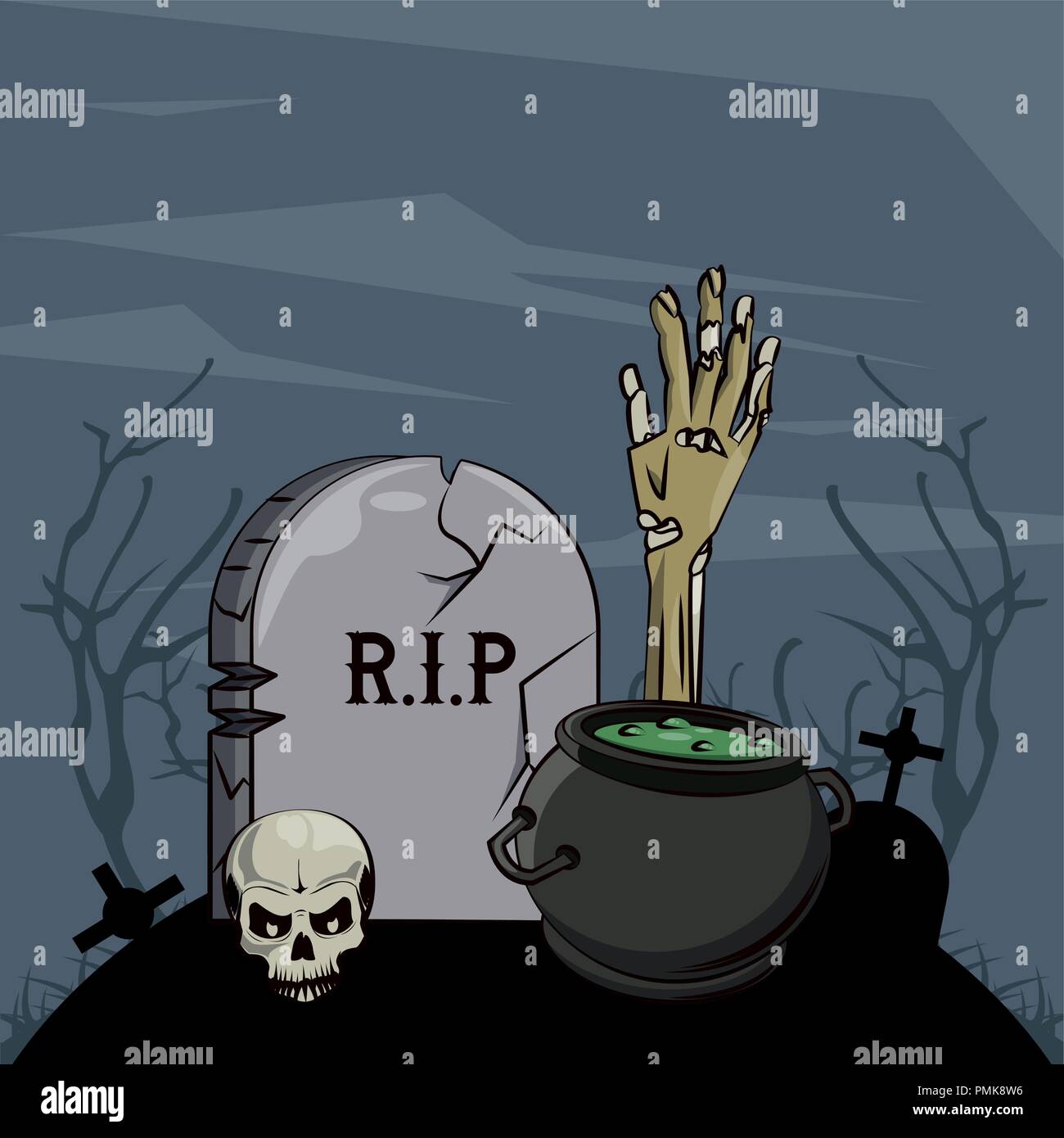 Halloween scary cartoons Stock Vector Image & Art - Alamy