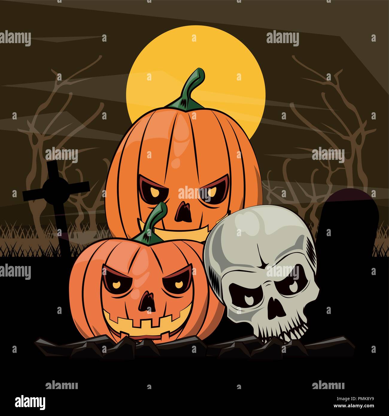 Halloween scary cartoons Stock Vector Image & Art - Alamy