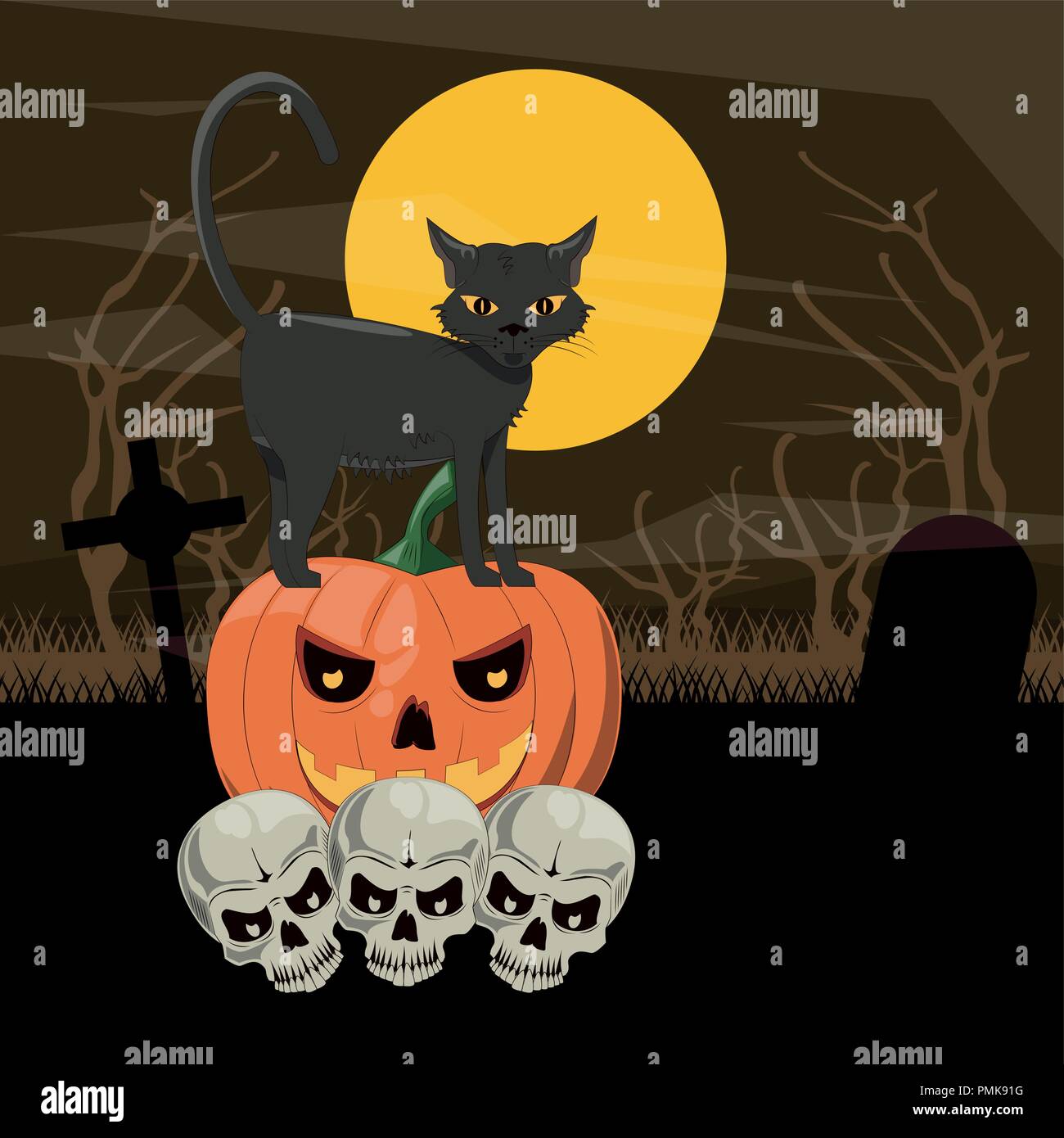 Halloween scary cartoons Stock Vector Image & Art - Alamy