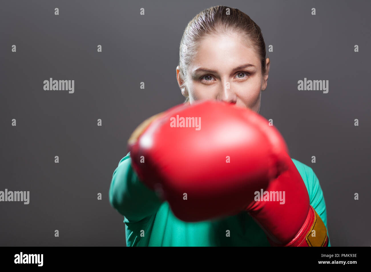 Woman gym boxing hitting punching hi-res stock photography and images ...