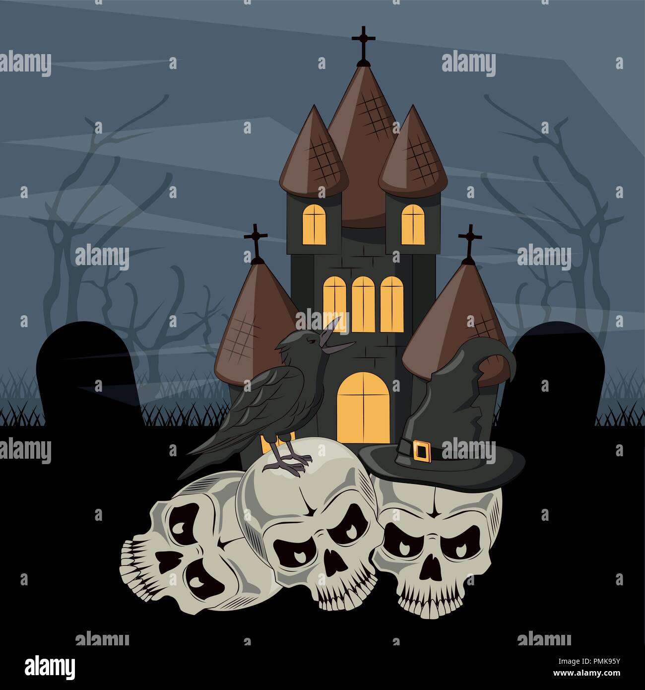 Halloween scary cartoons Stock Vector Image & Art - Alamy