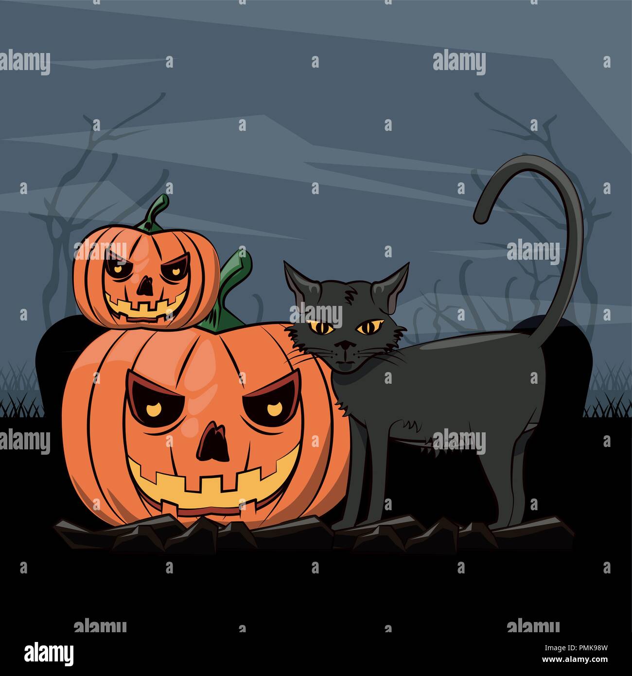 Halloween scary cartoons Stock Vector Image & Art - Alamy