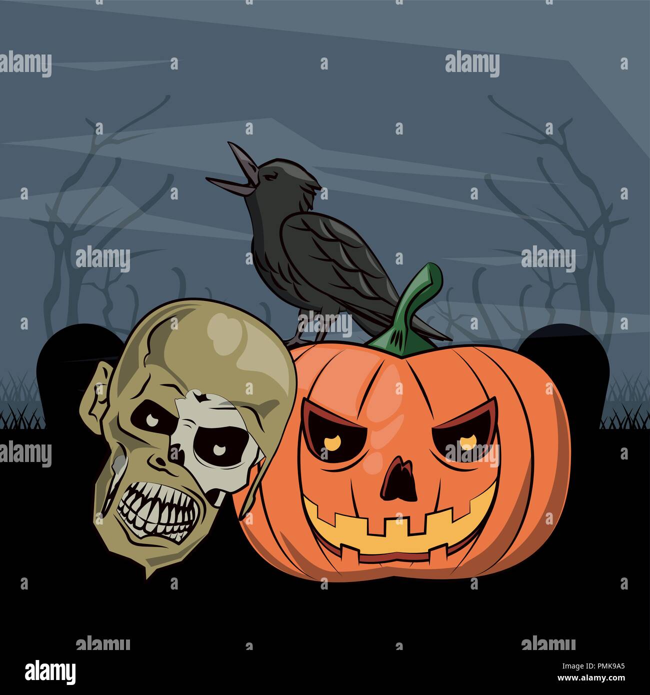 Halloween scary cartoons Stock Vector Image & Art - Alamy