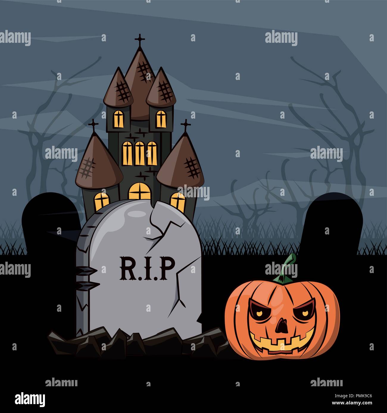Halloween scary cartoons Stock Vector Image & Art - Alamy