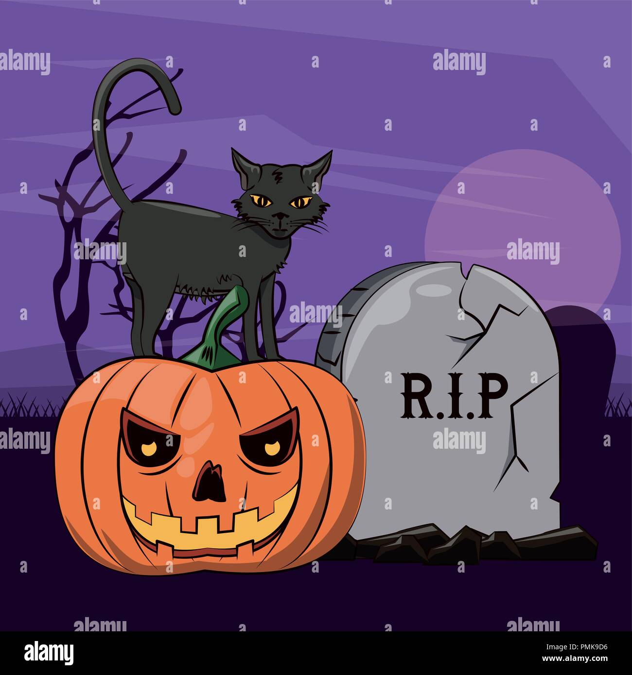 Halloween scary cartoons Stock Vector Image & Art - Alamy