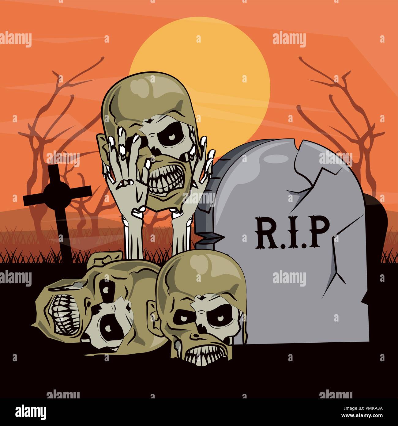 Halloween scary cartoons Stock Vector Image & Art - Alamy